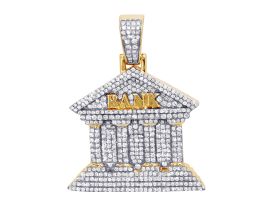 Bank 2.15CT Diamond Pendant 10K Yellow Gold1.6"
