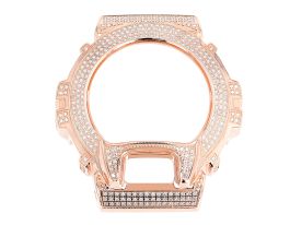 Casio G-Shock Black DW 6900 Rose Gold Iced Out Diamond Watch 3 CT