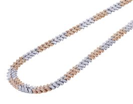 10K Two-Tone White/Rose Gold Real Diamond Spikey Cuban 19CT 10mm 20"