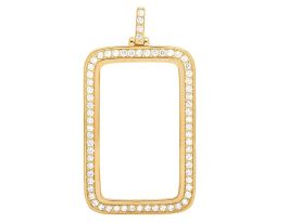 Real 10K Yellow Gold One Oz Coin Genuine Diamond Bar Bezel Pendant 3 1/ ...