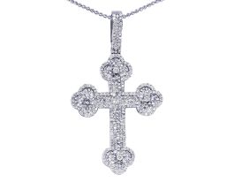 Designer Diamond Gothic Cross Pendant 6.7CT 10K Gold 3.2"