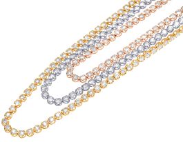 5 Pointer Solitaire 10.25 CT Diamond Tennis Chain Necklace 8MM 14K Tri ...