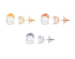 4 Prong Solitaire 4CT Diamond Earrings 14k Gold