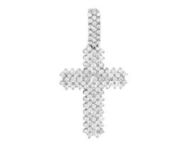 Modern Cross 3.1CT Diamond Pendant 14k White Gold
