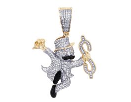 Monopoly Man 0.58CT Diamond Pendant 10K Yellow Gold
