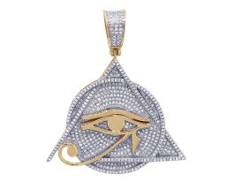 Diamond Eye Of Ra Pendant 0.55CT 10K Yellow Gold 1.7"
