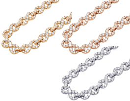 45 Pointer Round-Cut 61.2 CT Diamond Infinity Link Chain Necklace 10K ...