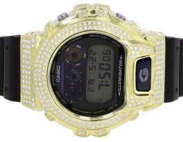 Mens Casio G-Shock 6900 Yellow-Gold Plated Stainless Steel Diamond ...