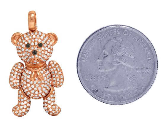 Round cheap Cut Diamond Teddy Bear Pendant