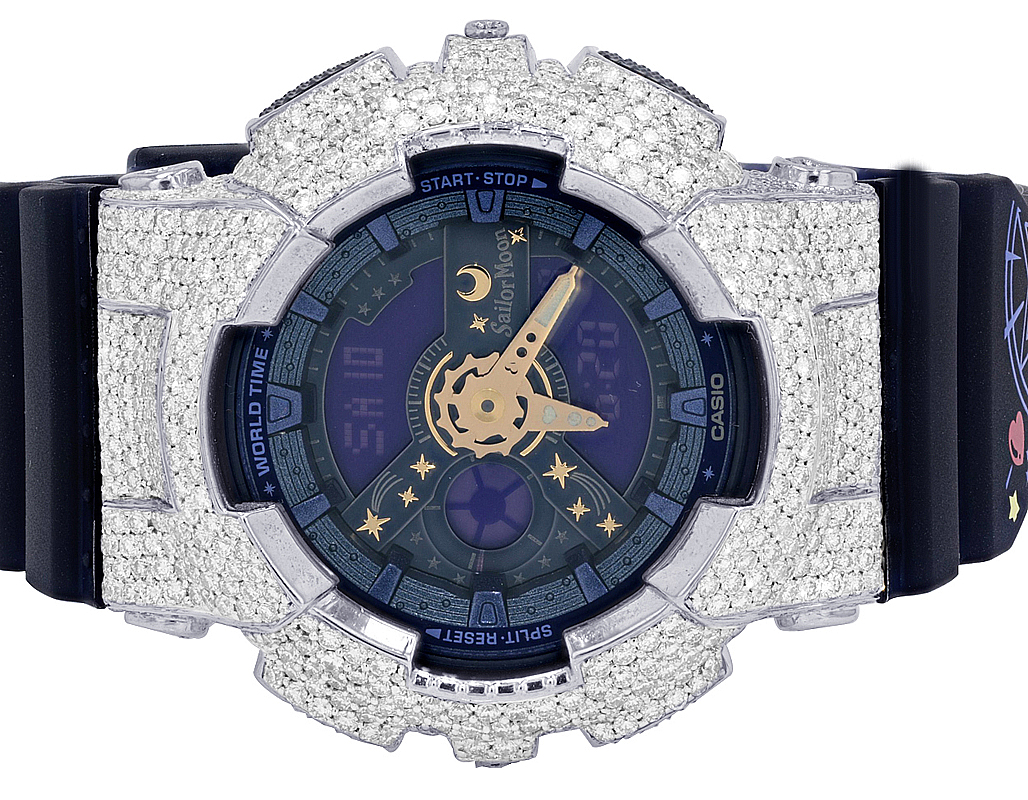 Casio Baby G Sailor Moon 43MM BA-110 Genuine Diamond Watch 6.5CT